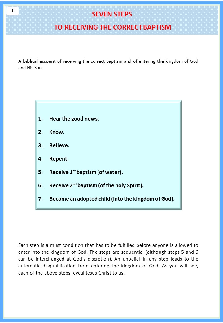 Seven (7) steps to the correct baptism – The Bible Truth