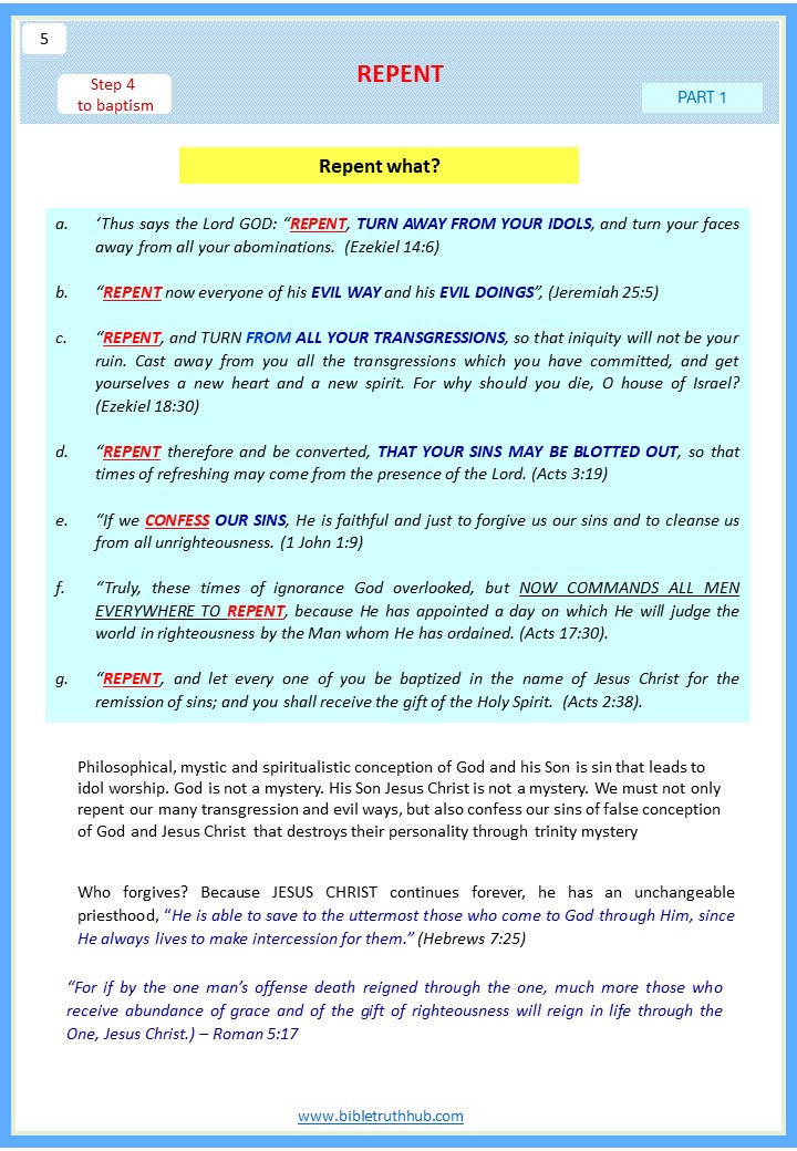 Seven (7) steps to the correct baptism – The Bible Truth